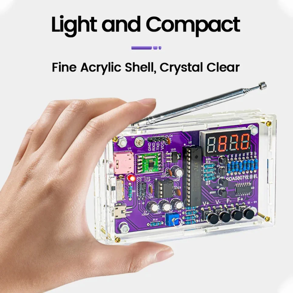 DIY-FM-Radio-Electronic-Kit-Adjustable-Frequency-87-108MHz-Digital-Display-Soldering-Project ...