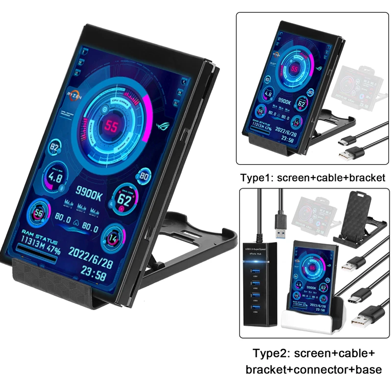 3.5 Inch Ips Display Screen Mini Itx Case Usb Type-c Secondary Screen ...