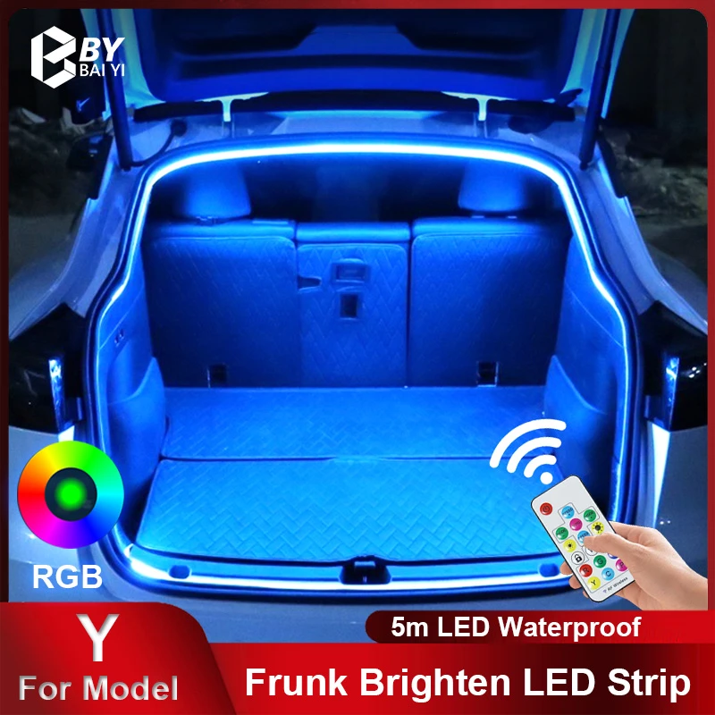 For Tesla Model Y Frunk Brighten Led Strip Car Led Land Stall Light ...