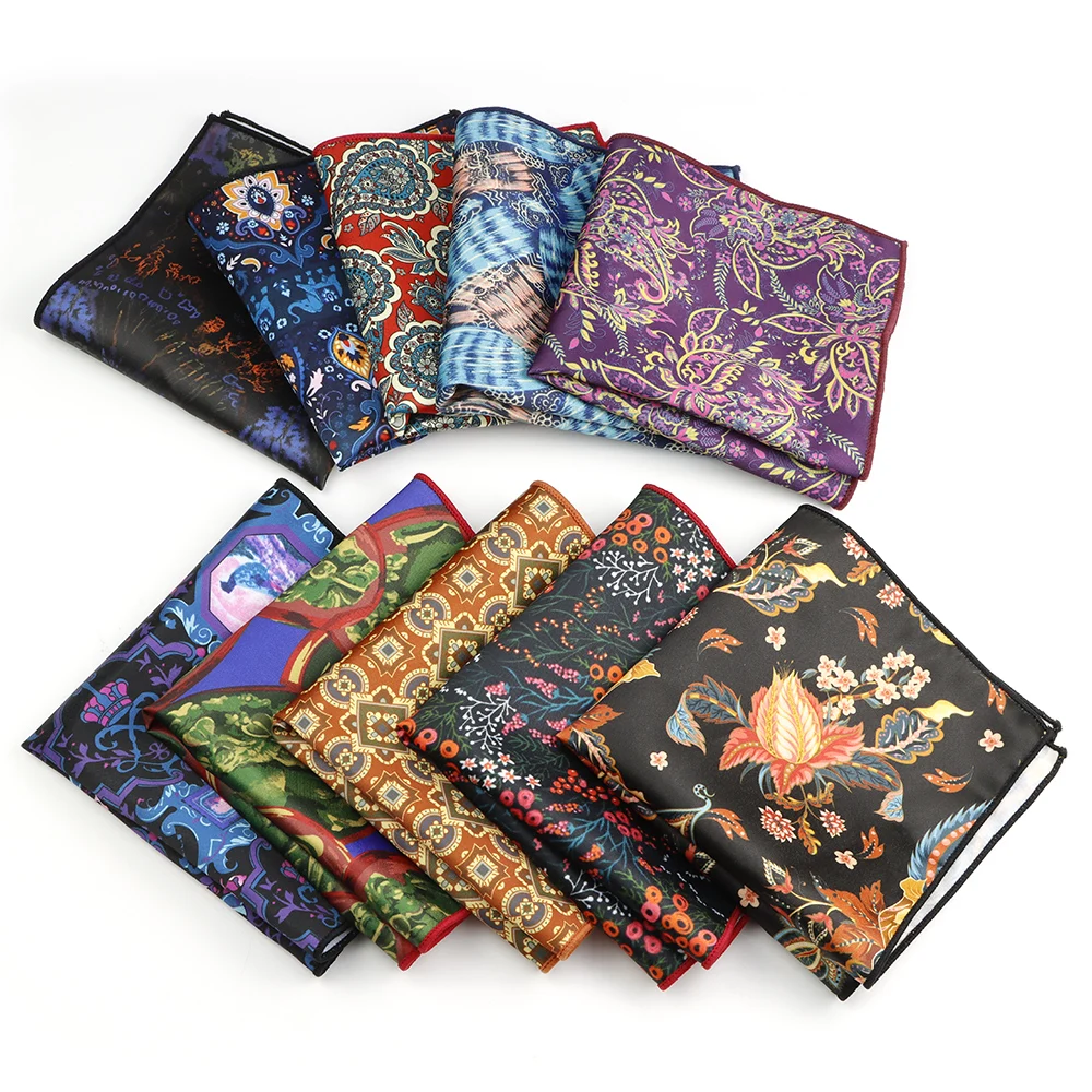 Newest Polyester Hankies Beautiful Floral Pocket Square Handkerchief ...