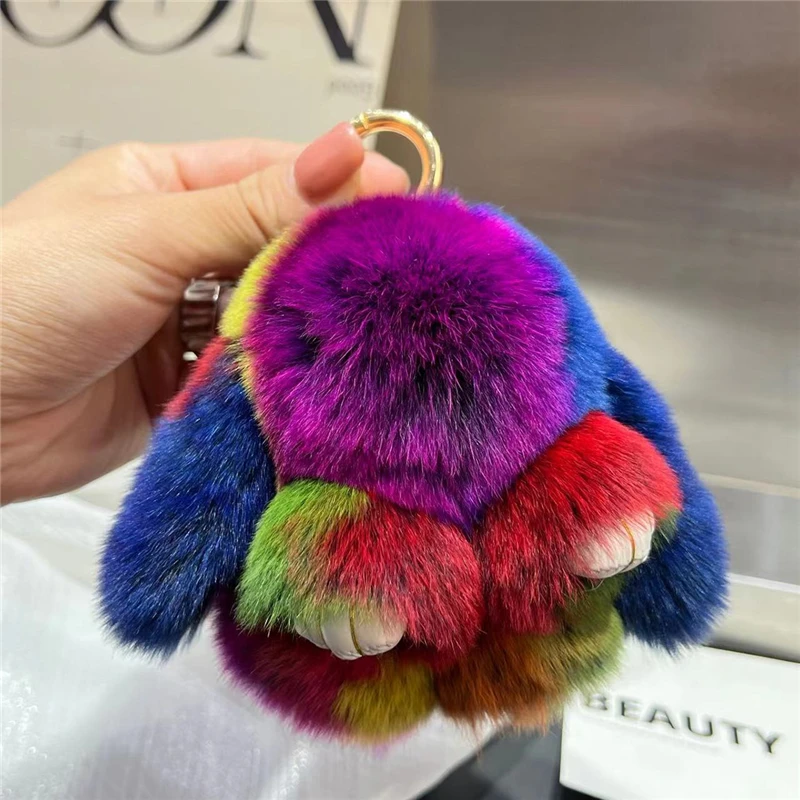 Real-Rex-Rabbit-Fur-Keychain-Multicolored-Plush-Bunny-Toy-Women-HandBag ...