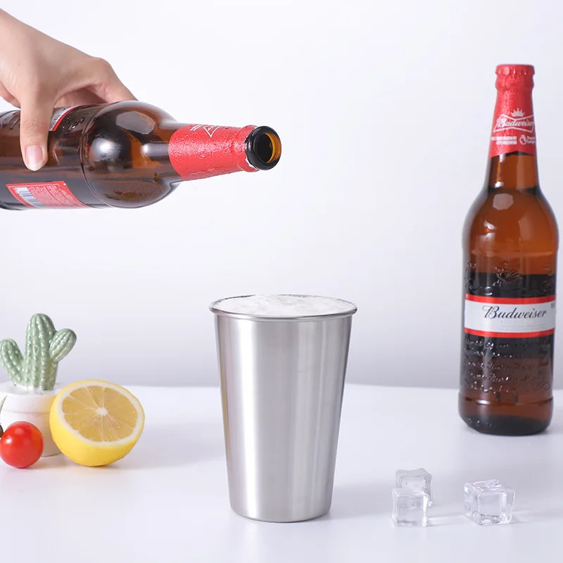 Edelstahl Bier Becher Tragbare und Einfache Single schicht Gekräuselt ...