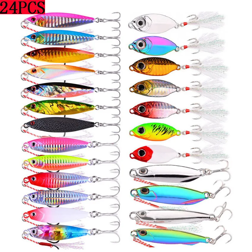 24PCS-Metal-Jig-shore-jigging-Set-Fishing-Lures-Hard-Bait-Bass-Spoon ...