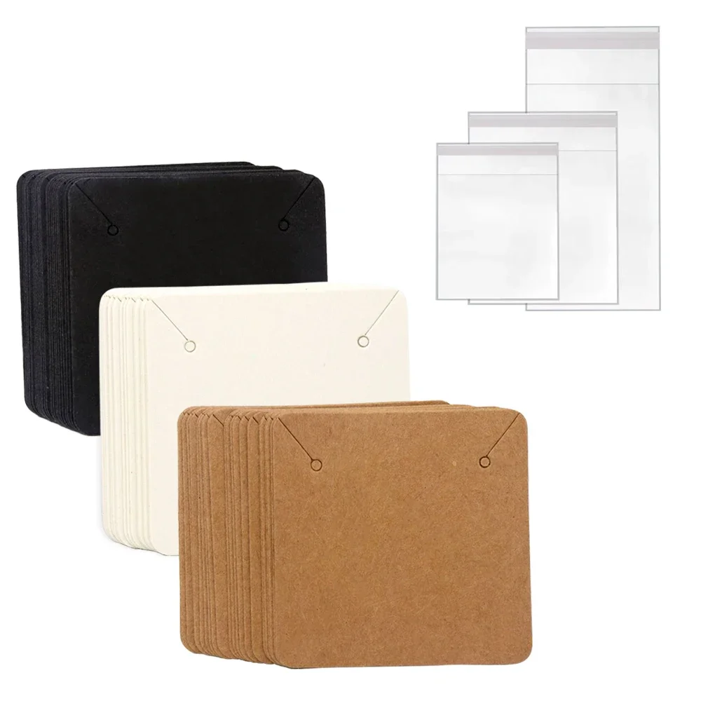 50PCS 5x5cm Blank Kraft Paper Jewelry Display Necklace Cards Hang Favor ...