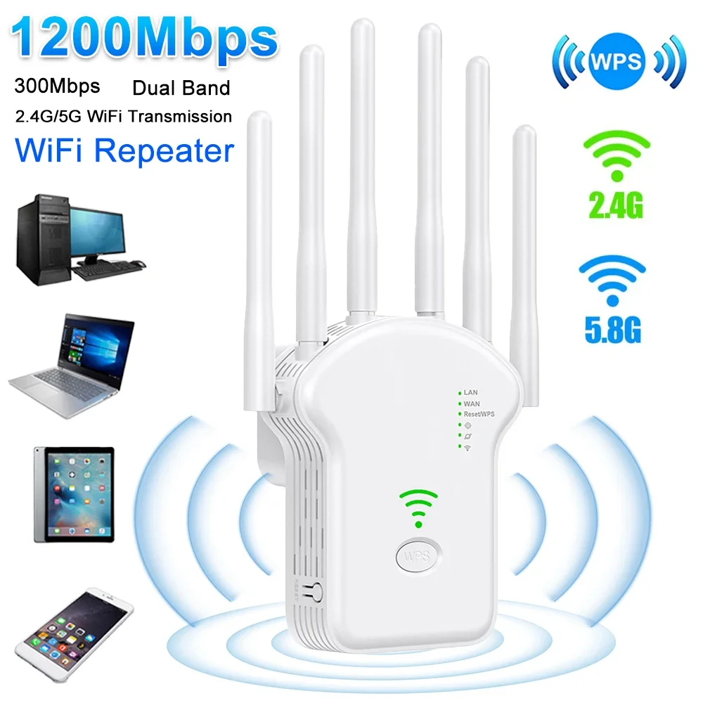 1200Mbps-300Mbps-Wireless-WiFi-Repeater-Router-Dual-Band-2-4G-5G-Wifi ...