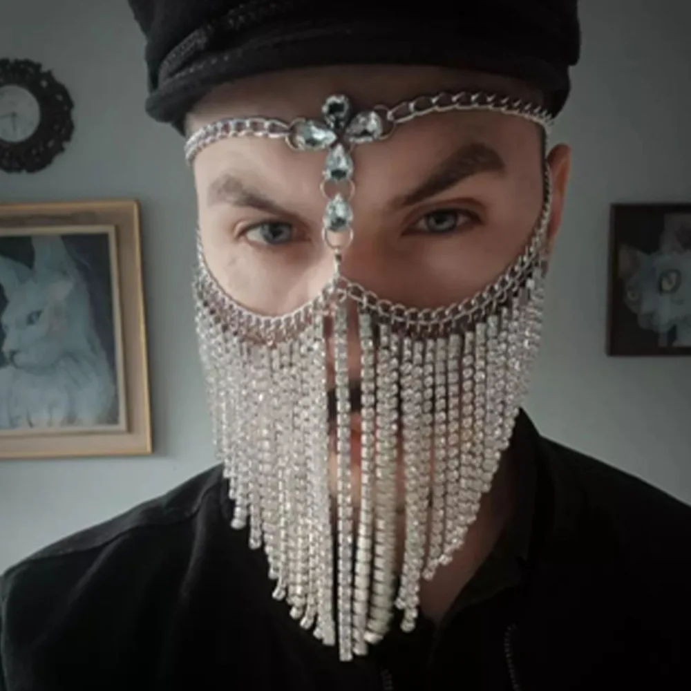 2023-New-Tassel-Veil-Masks-Women-Rhinestone-Face-Mask-Masquerade-Dance ...