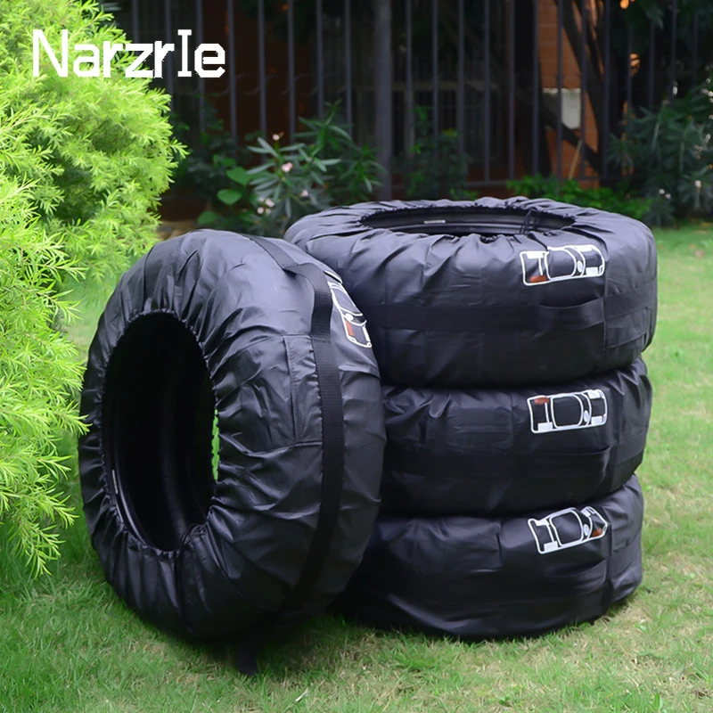 4Pcs/Lot Car Spare Tire Cover Case Polyester Auto Wheel Tires Storage ...