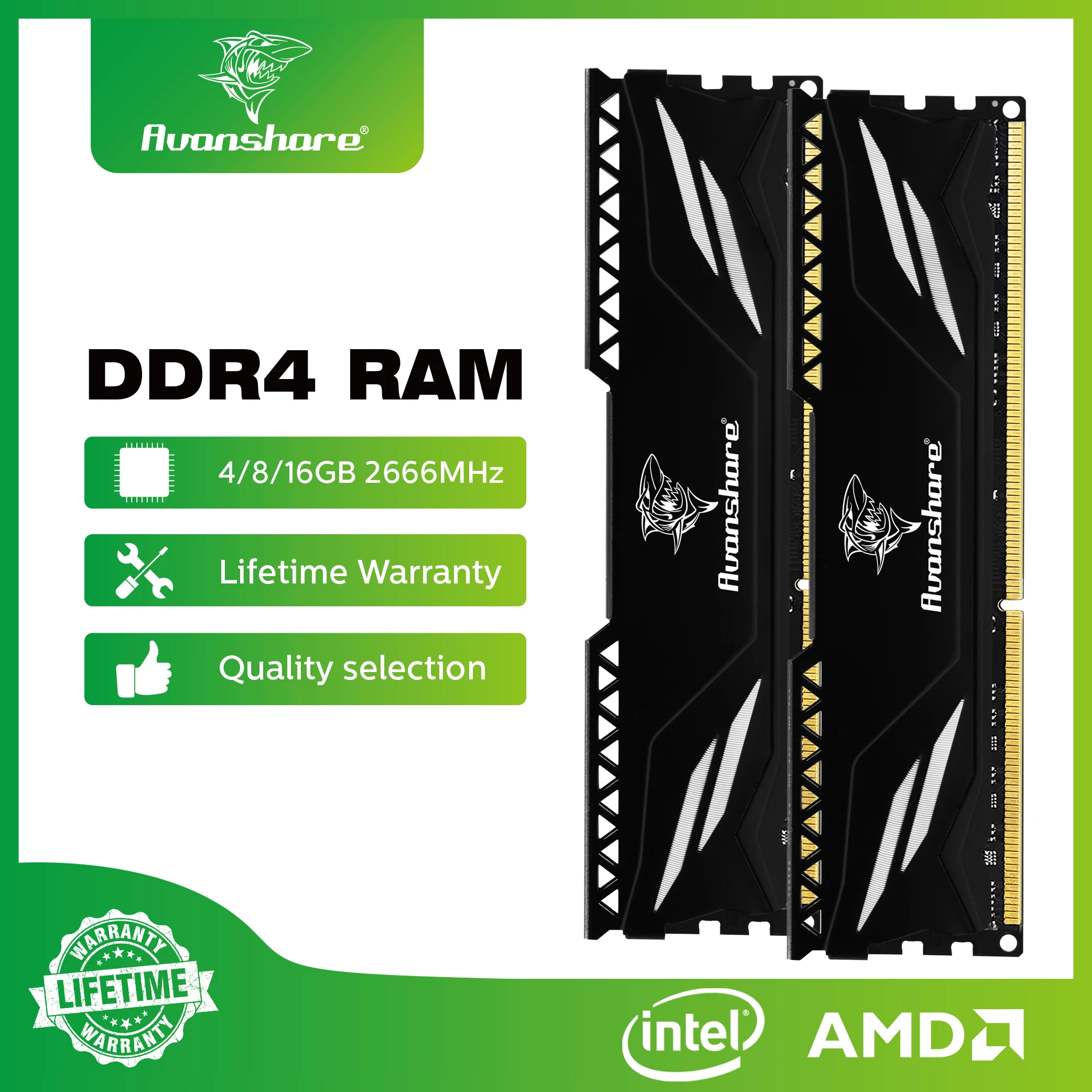 Avanshare-Memoria-Ram-DDR4-16G-4GB-8GB-2400MHz-2666MHz-3200MHz-Dual ...