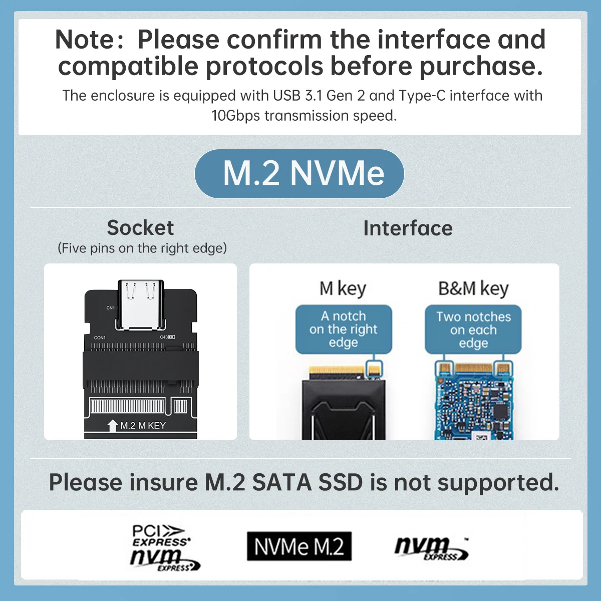 Nvme-10 gbps-sac - ORICO M2 SSD Cas NVMe USB Type C Gen2 10gbps PCIe ...