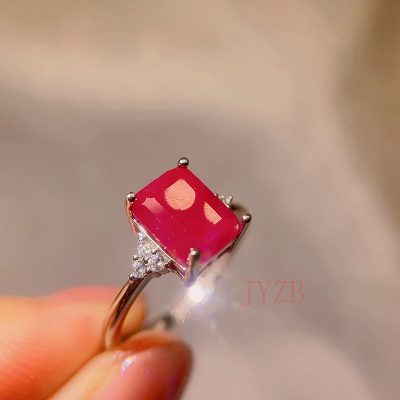 Anillo-de-rub-rojo-paloma-100-natural-de-Plata-de-Ley-925-con ...