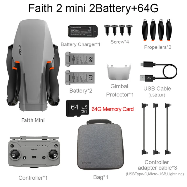 C-FLY Faith 2 Mini Drone With Camera Profesional 4K HD Camera FPV Drone ...