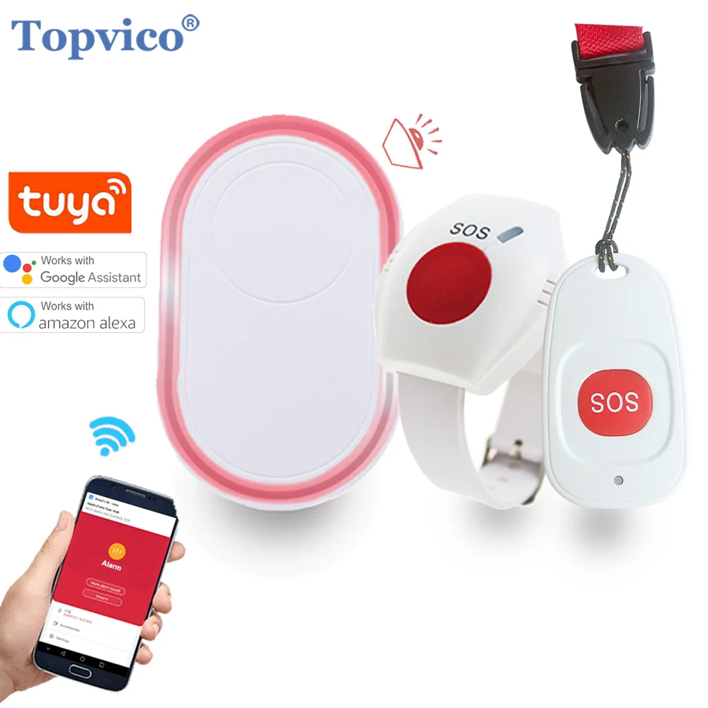 Topvico tuya botão de pânico emergência wi fi para idosos alarme sos ...