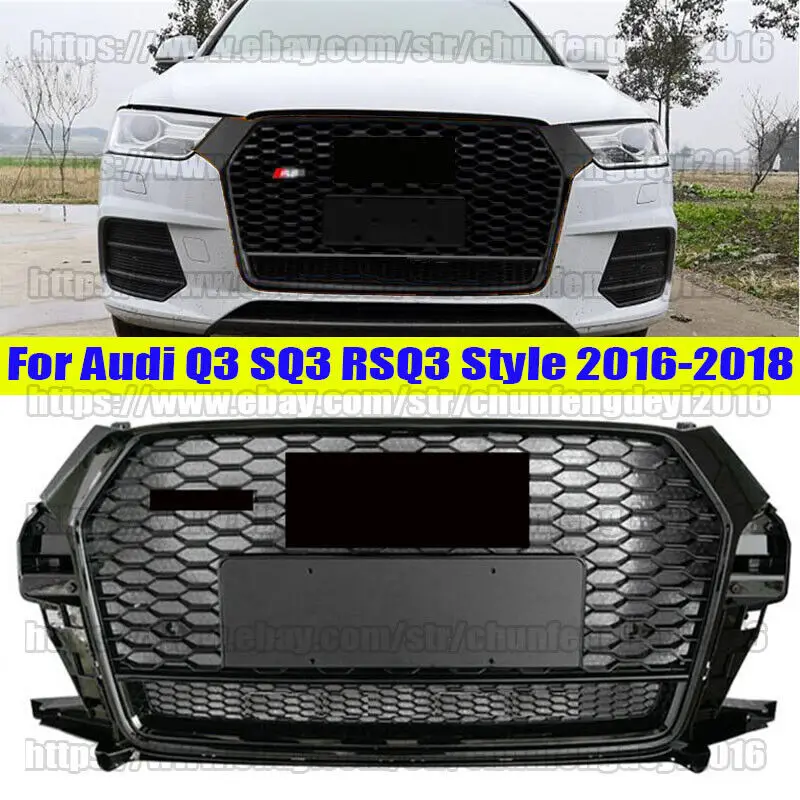 For-Audi-Q3-SQ3-RSQ3-Style-Front-Bumper-Black-honeycomb-mesh-grille ...