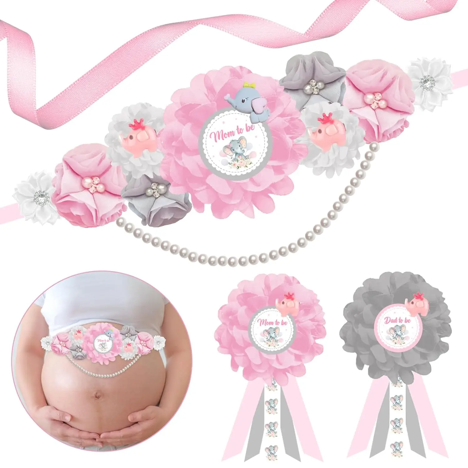 Kit-de-faja-de-maternidad-de-elefante-para-Baby-Shower-cintur-n-de ...