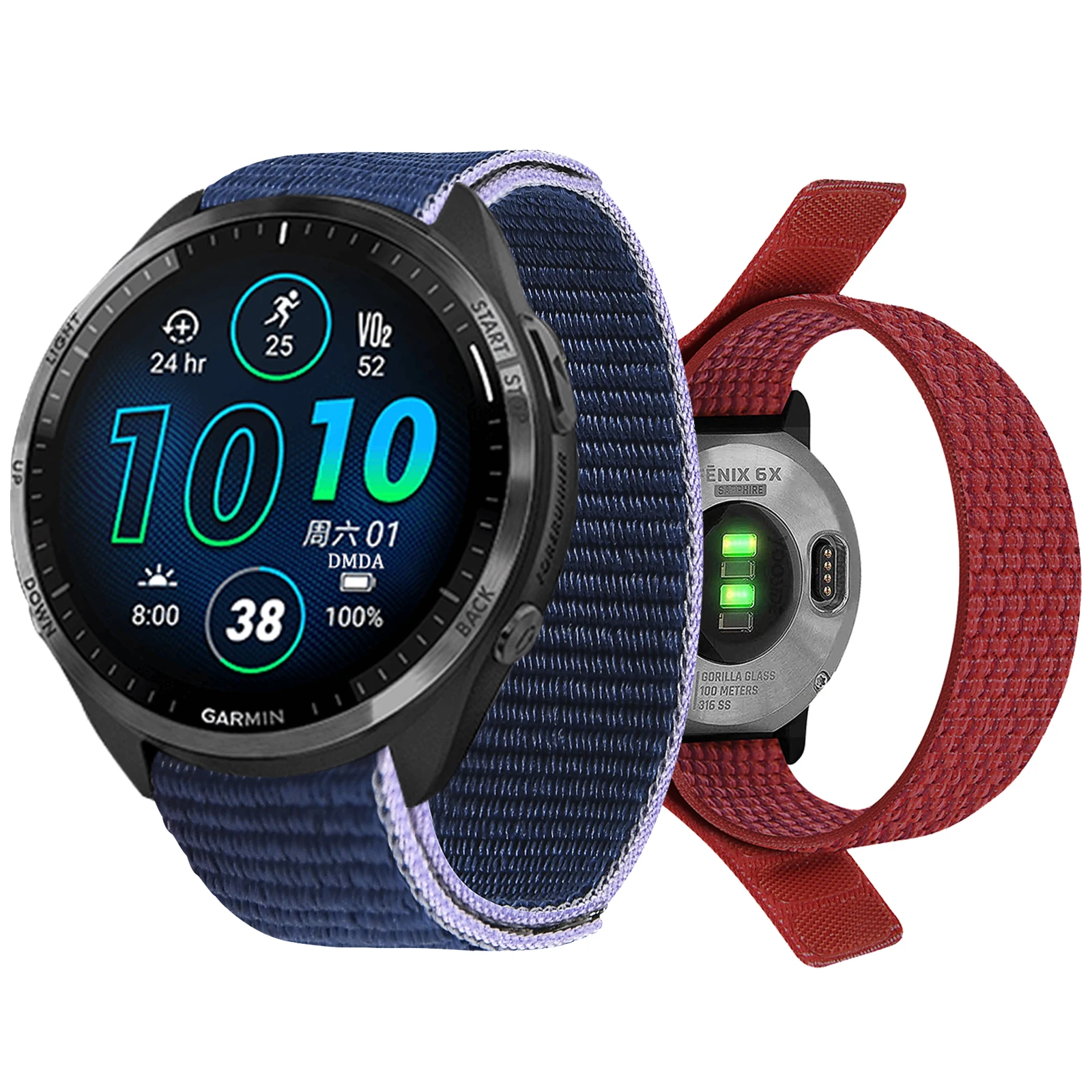 26MM-22MM-Elastic-Nylon-Strap-For-Garmin-Forerunner-965-Approach-S70 ...