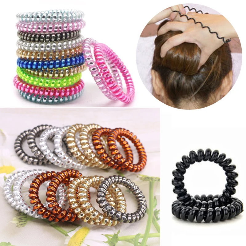 10Pcs-Telephone-Wire-Spring-Hair-Strap-Hair-Ties-Solid-Color-Gum ...