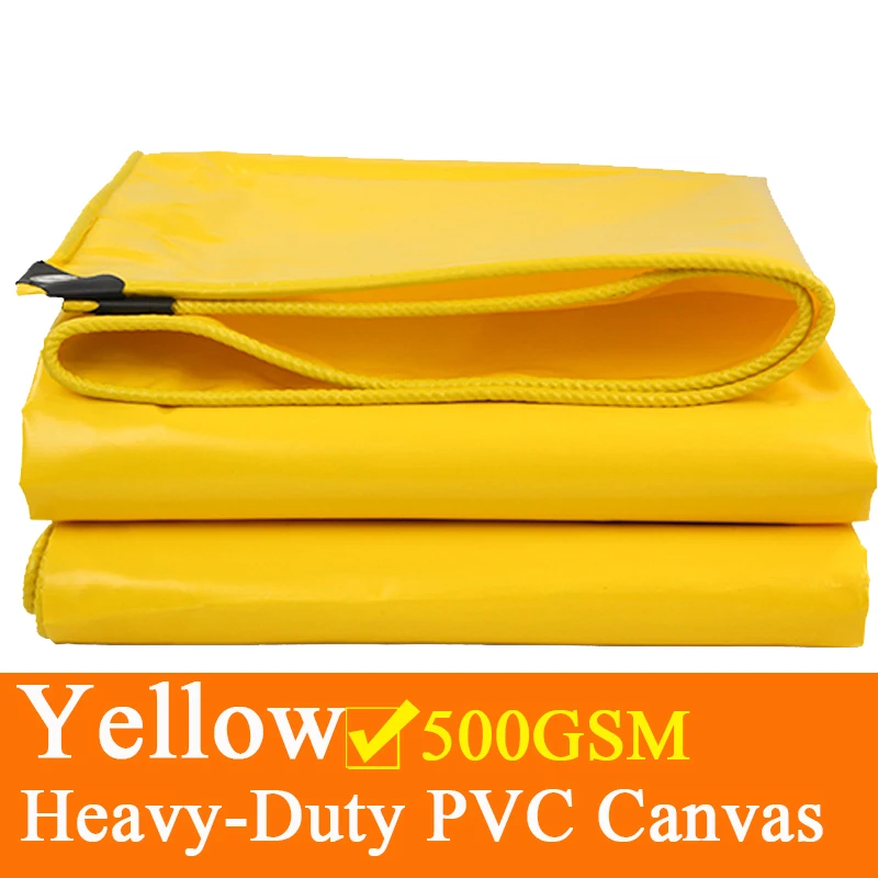 Thickness-0-45mm-500GSM-Yellow-Heavy-Duty-PVC-Canvas-Waterproof-Coated-Banner-Camping-Tent-Tarp ...