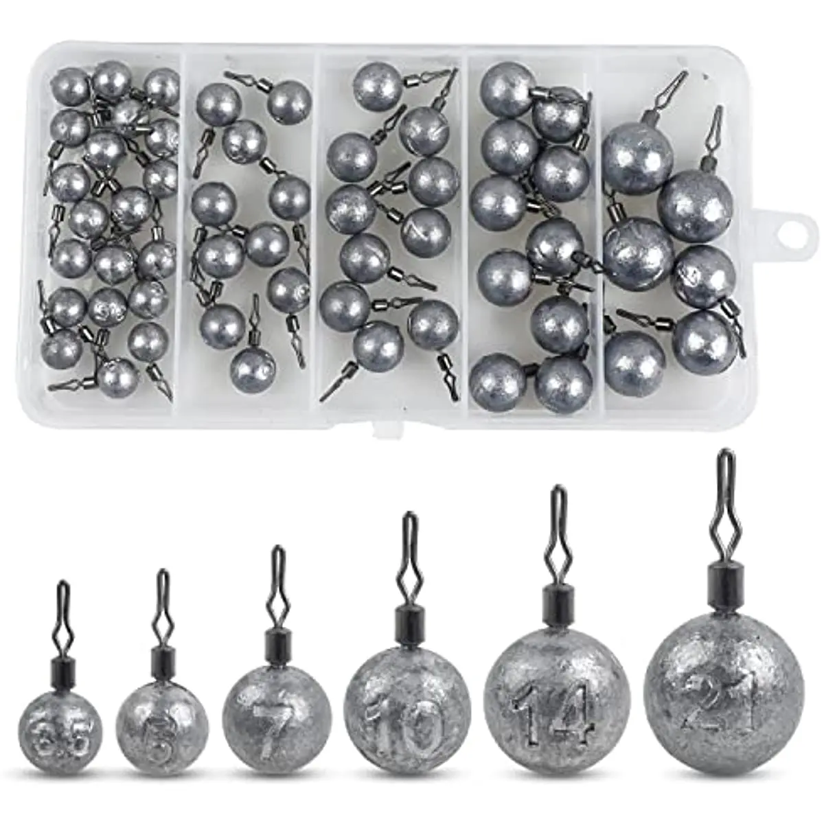 56Pcs-Drop-shot-weights-Kit-Ball-Sinkers-Dropshot-weight-Fishing ...