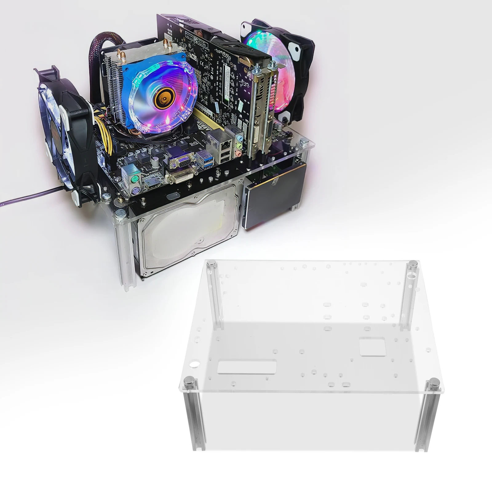 Aluminum-Fully-Open-Case-Frame-Support-Motherboard-Vertical-Computer ...
