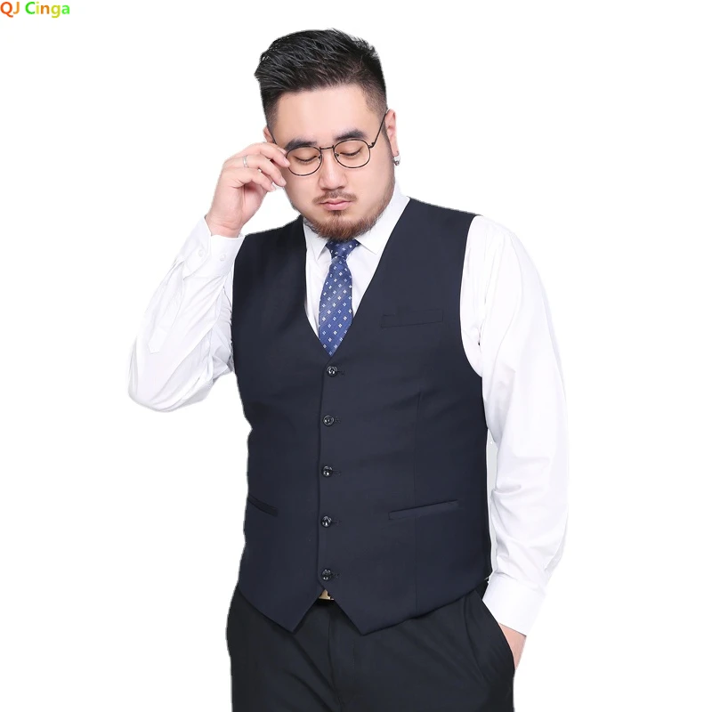 Plus Size 8XL 9XL Suit Vest Men's V-neck Sleeveless Vests Coat Blue and ...