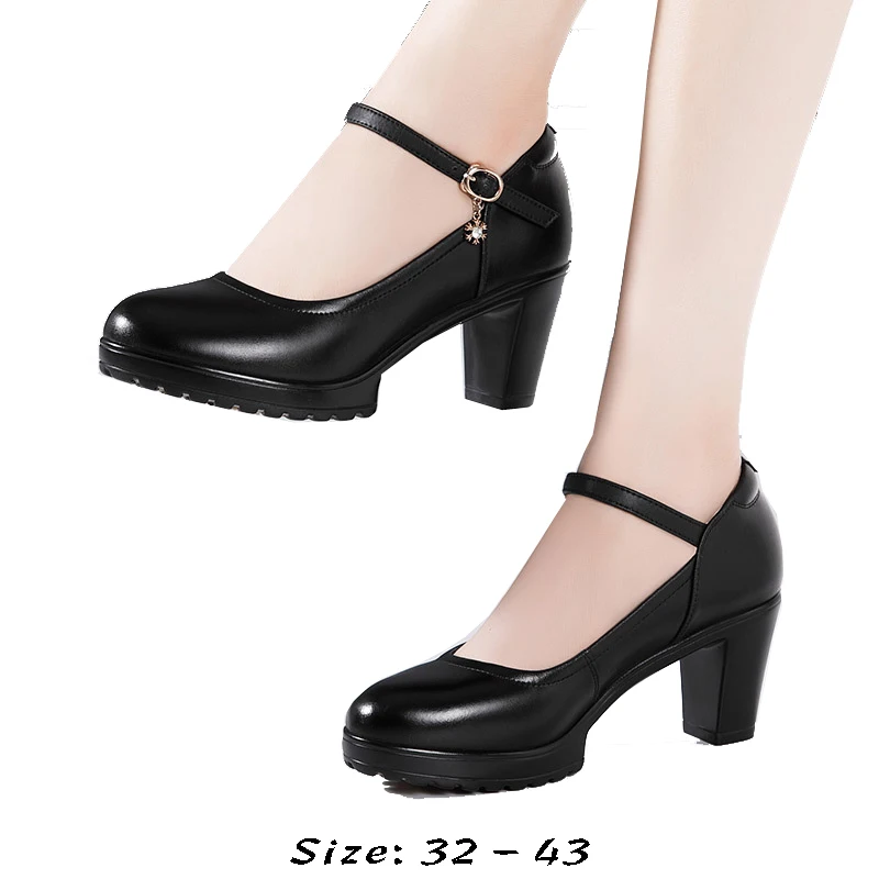 high-quality-leather-shoe-for-women-7cm-medium-heel-platform-round-toe ...