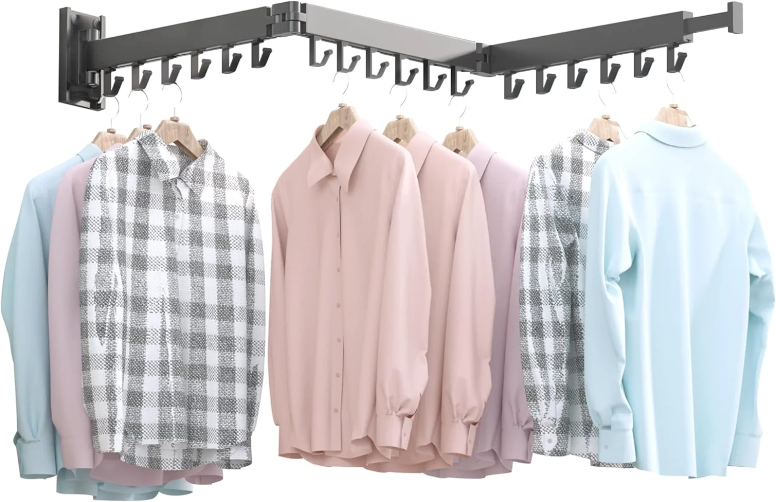 Wall-Mounted-Clothes-Hanger-Rack-Retractable-Clothes-Drying-Rack-Space ...