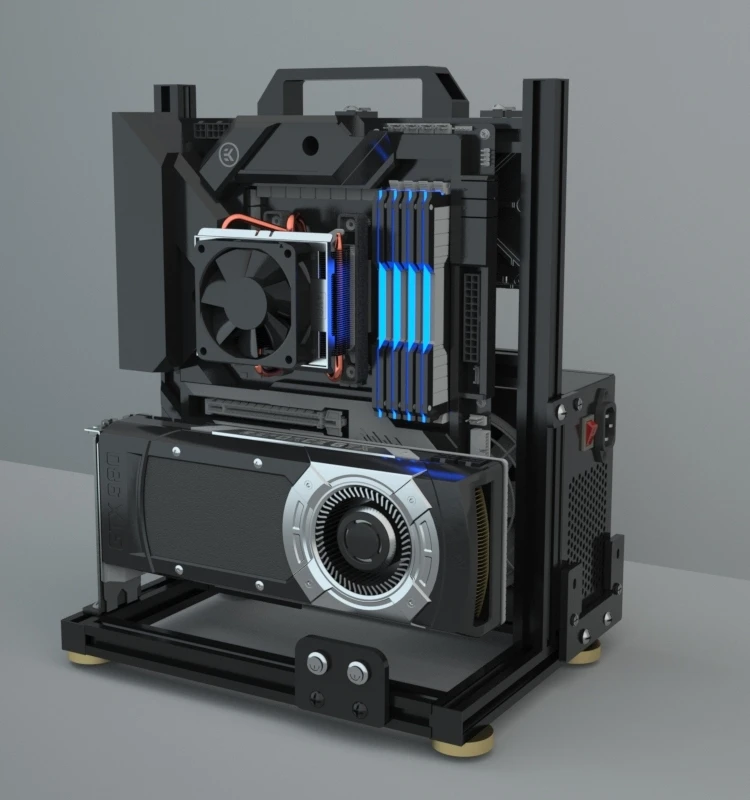 ITX UMATX MATX ATX EATX 게이머 캐비닛 MOD 데스크탑 PC 오픈 프레임 케이스, 컴퓨터 게이밍 섀시 수직 개성 DIY