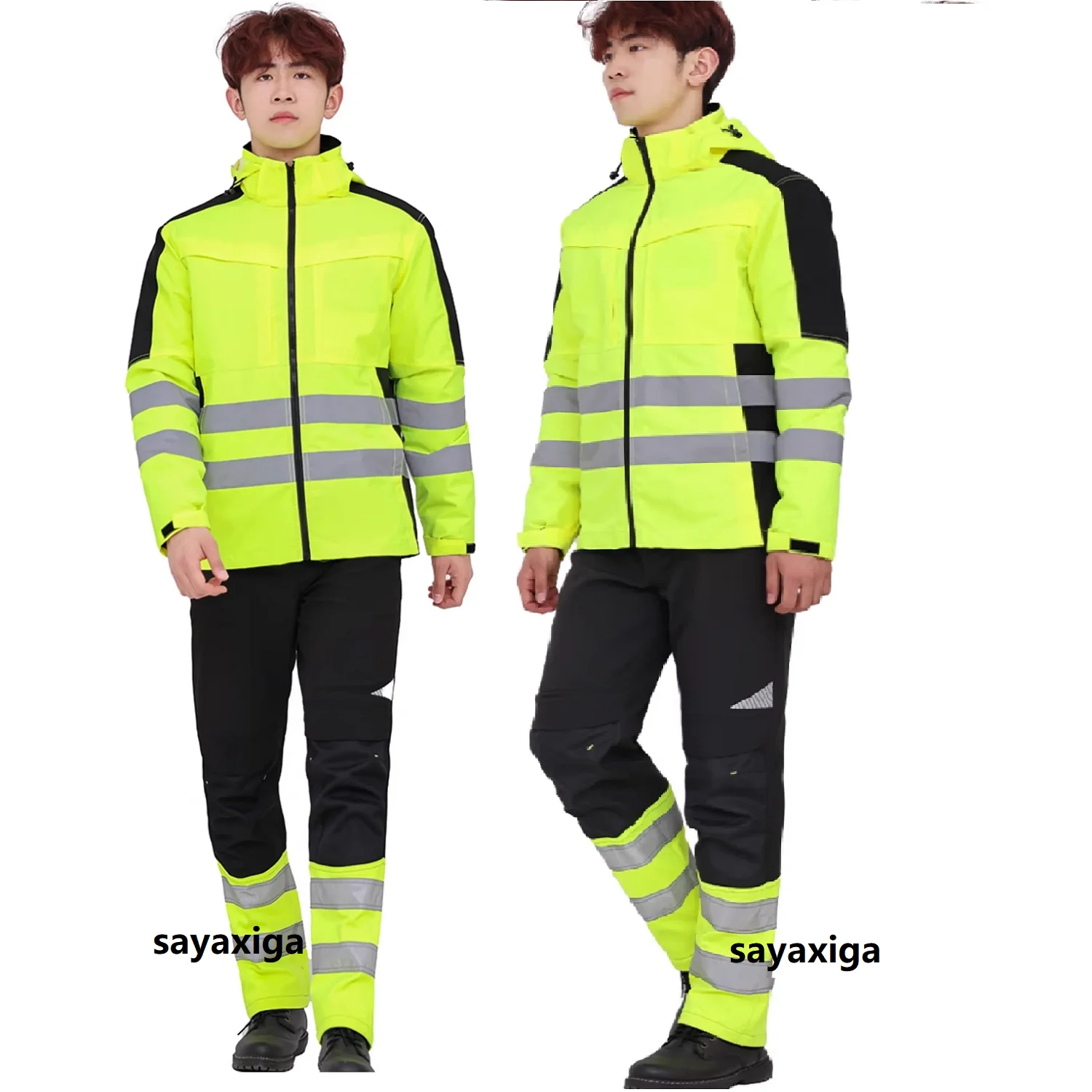 Witner safety work clothing Hi vis hooded jacket coat cotton padded ...