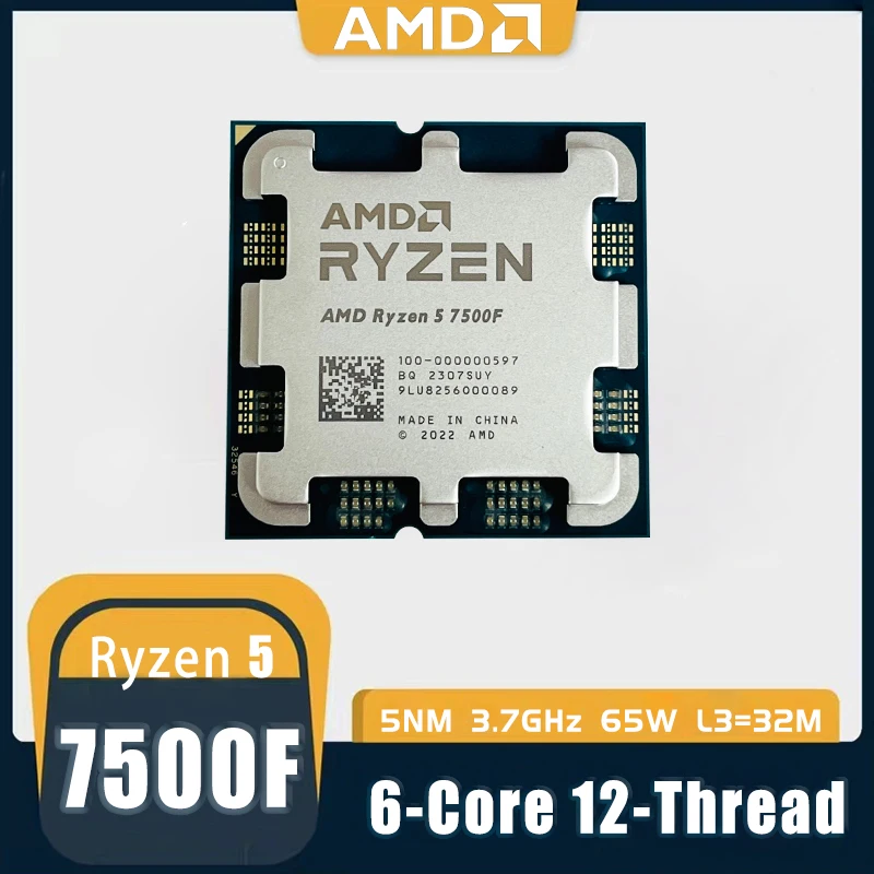 AMD 라이젠 5 7500F R5 7500F, 3.7GHz, 6 코어 12 스레드 CPU 프로세서, 5NM L3 = 32M ...