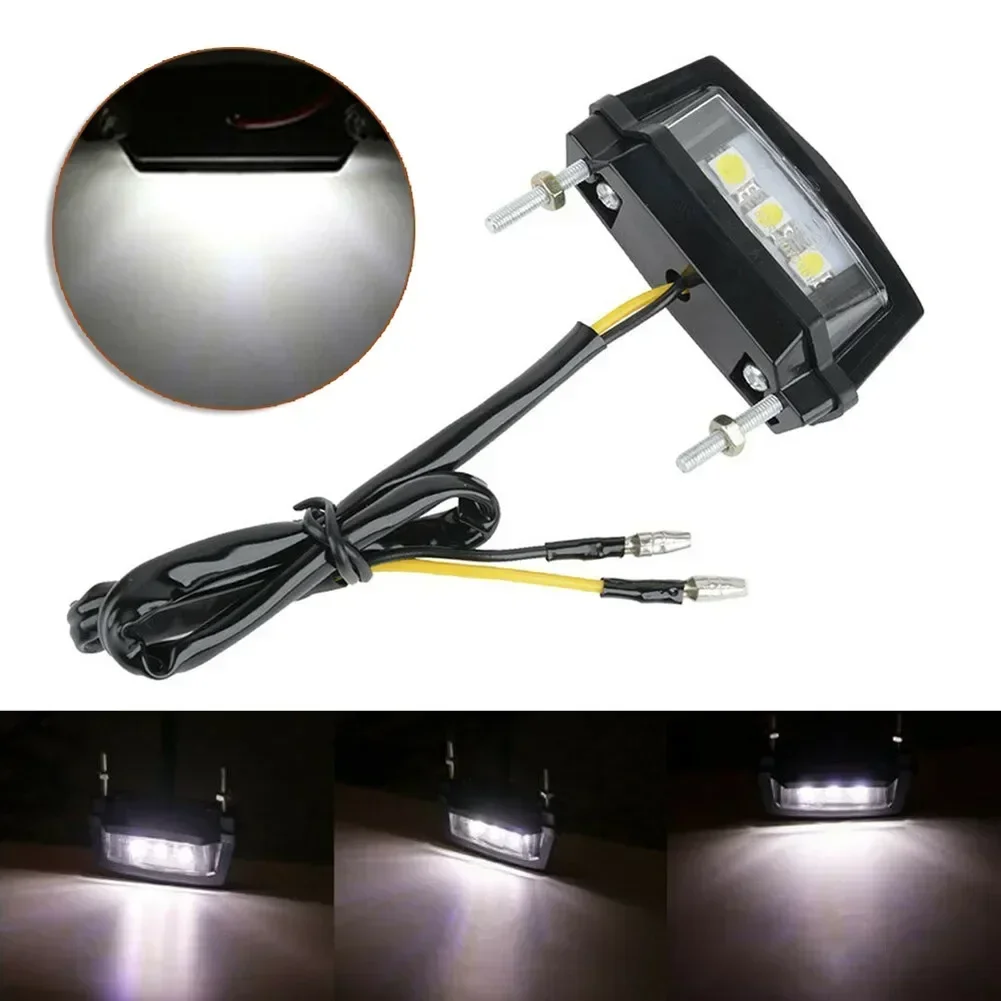 12V Mini Motorcycle LED License Plate Light Universal Motorbike LED ...