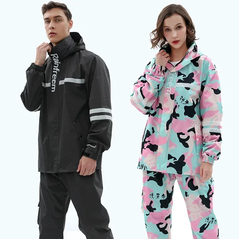 Adult-Raincoat-Rainpants-Waterproof-Reflective-Rain-Coat-Set-Suit ...