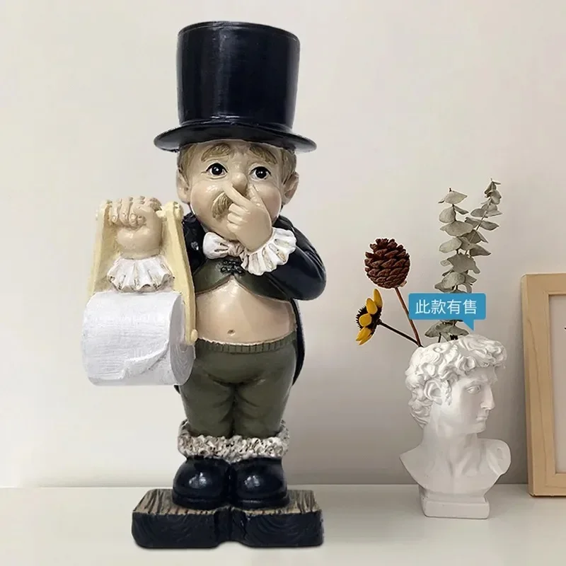 Creative-Spoof-Paper-Holder-Statue-Cute-Funny-Decorative-Resin-Butler ...
