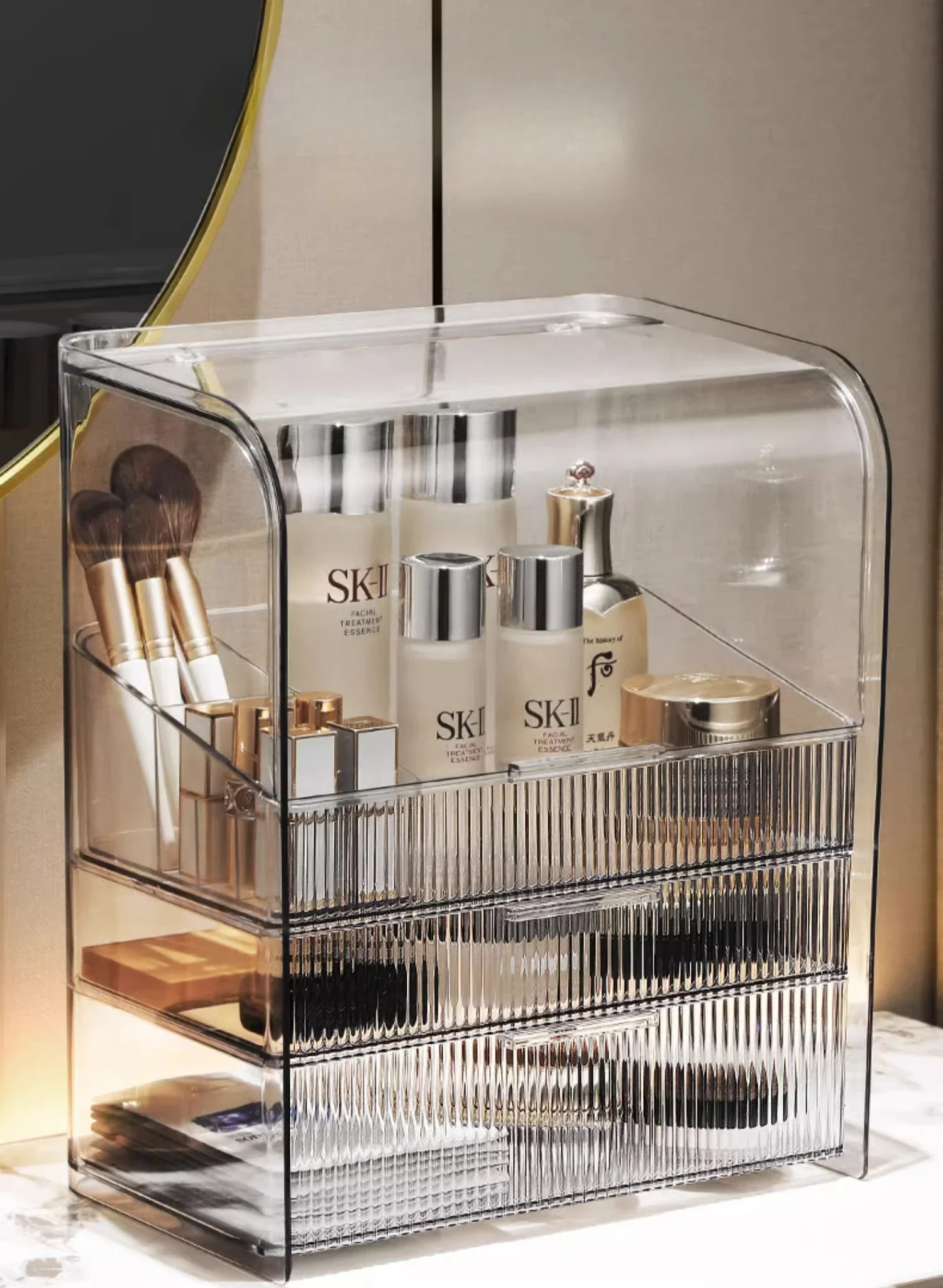 Cosmetics storage box dustproof transparent desktop dresser large ...