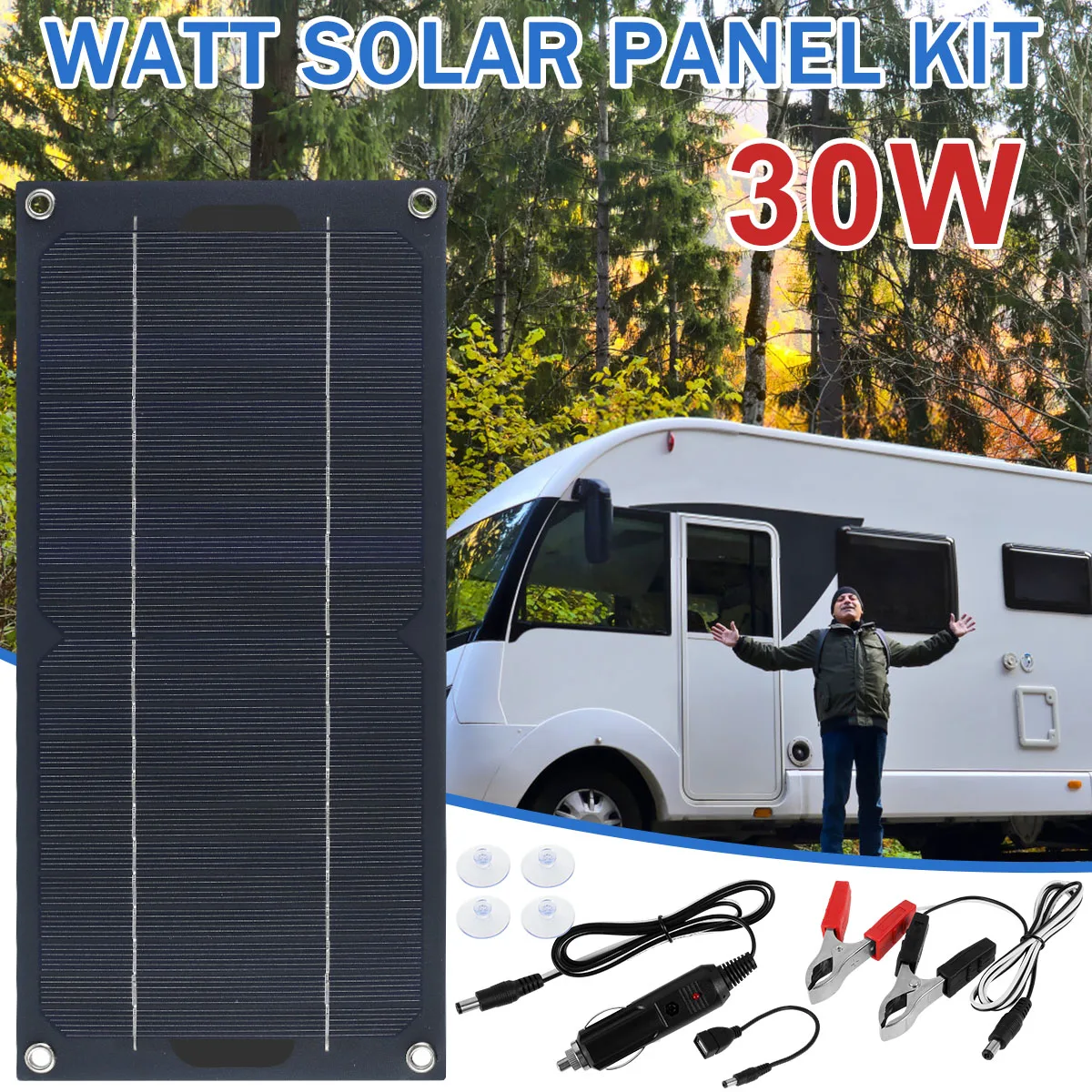 30W-Solar-Panel-DC-12-24V-Solar-Cell-Portable-Controller-Solar-Plate ...