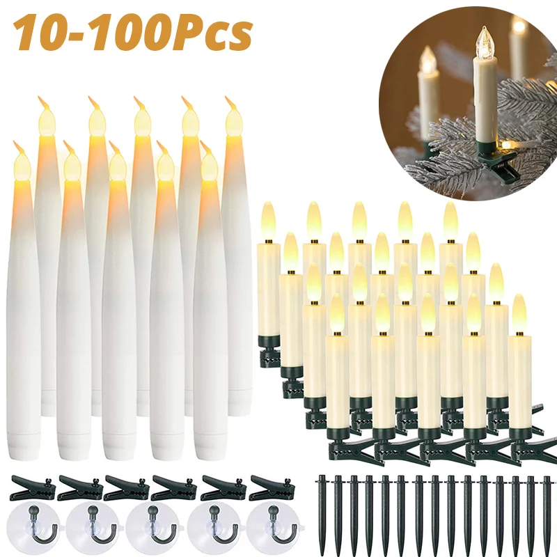 LED Christmas Tree Candle Lights Flameless Taper Candles Battery ...