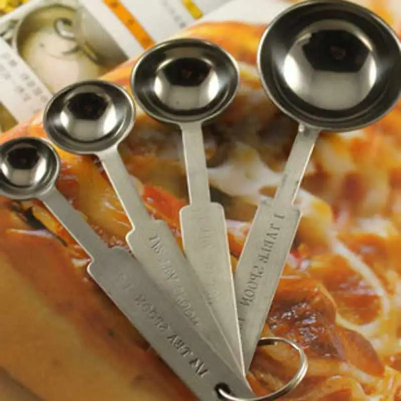 Stainless Measuring Spoons 4pcs Tea Coffee Cooking Baking Measure Scoop ...