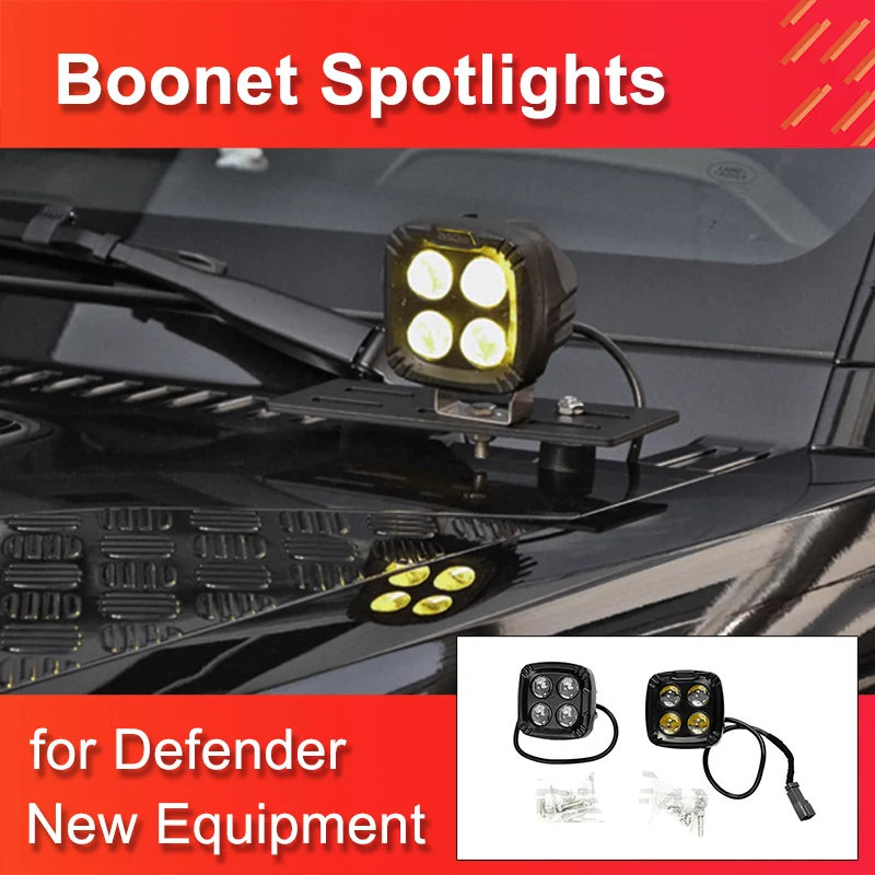 Boonet-Spotlights-for-Land-Rover-Defender-90-110-2020-2023-Strobe-Light ...