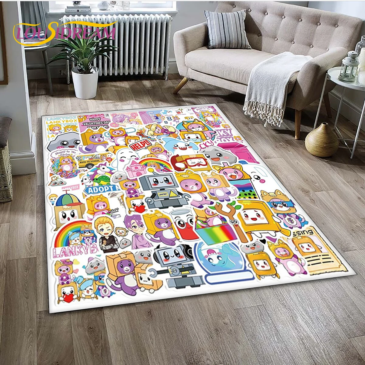 Lankybox-Cute-Happy-Boxy-Foxy-Rocky-Carpet-Rug-for-Bedroom-Living-Room ...