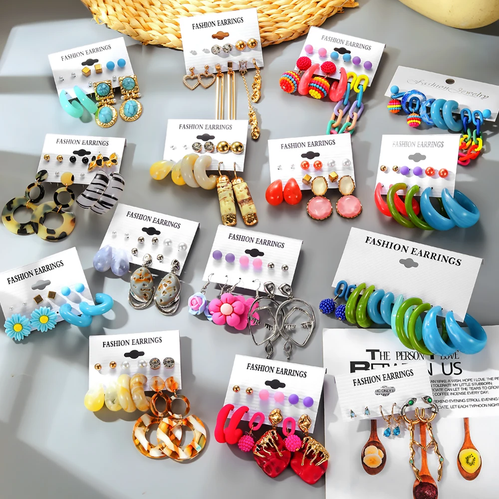 FNIO 2022 Baru Korea Akrilik Resin Anting Anting Besar Berlebihan untuk ...