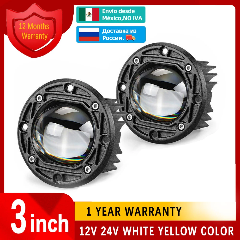 NORGOS 3inch Fog Lights LED Pods Offroad 12V 24V Spotlight Angel Eyes ...