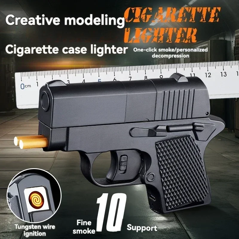 New-Gun-Lighter-Pistol-Cigarette-Case-Lighter-Rechargeable-Tungsten ...