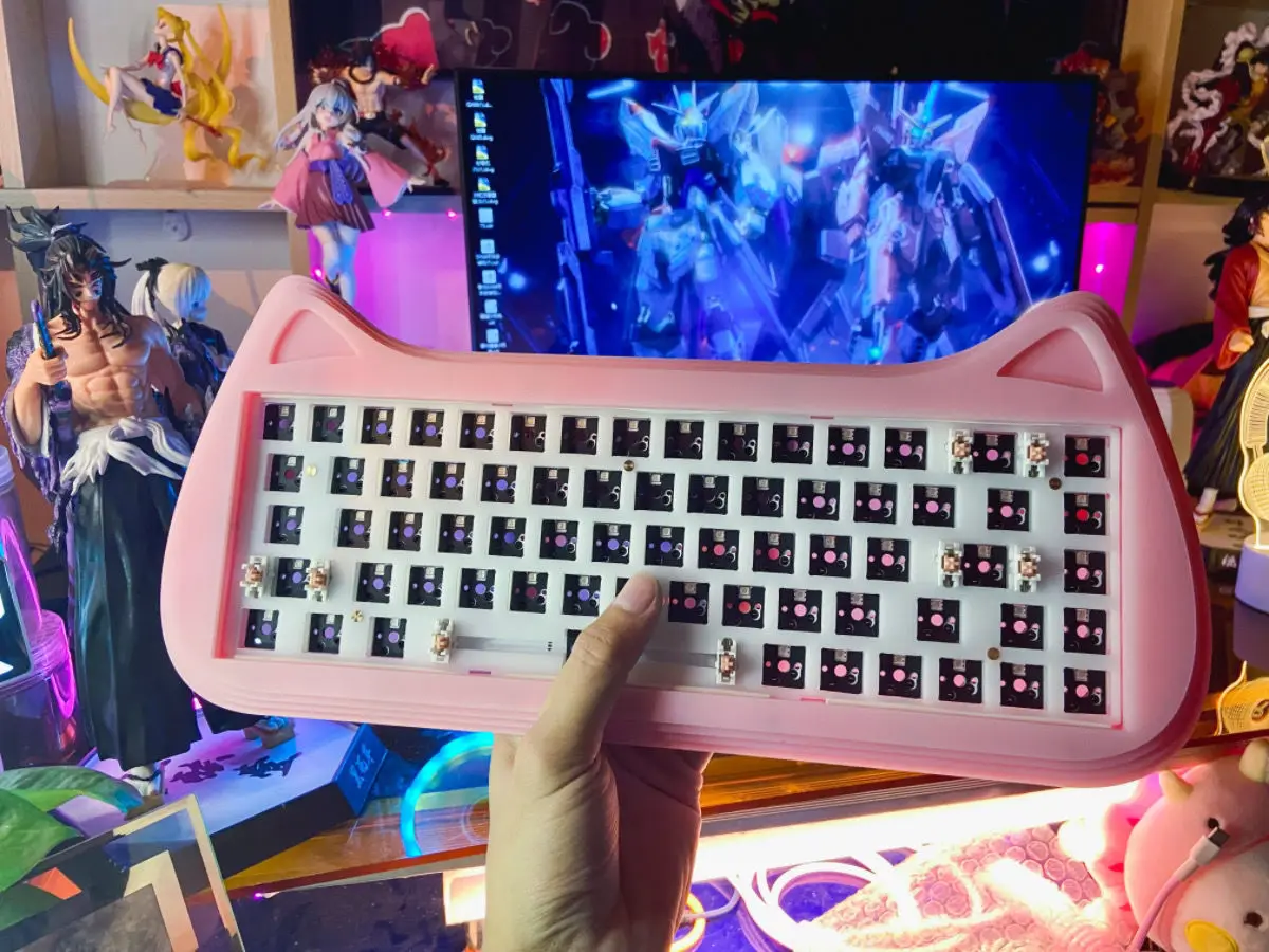 Wireless-Mechanical-Keyboard-Hot-Swappable-Mini-Cat-68-Kit-60-Keyboard ...