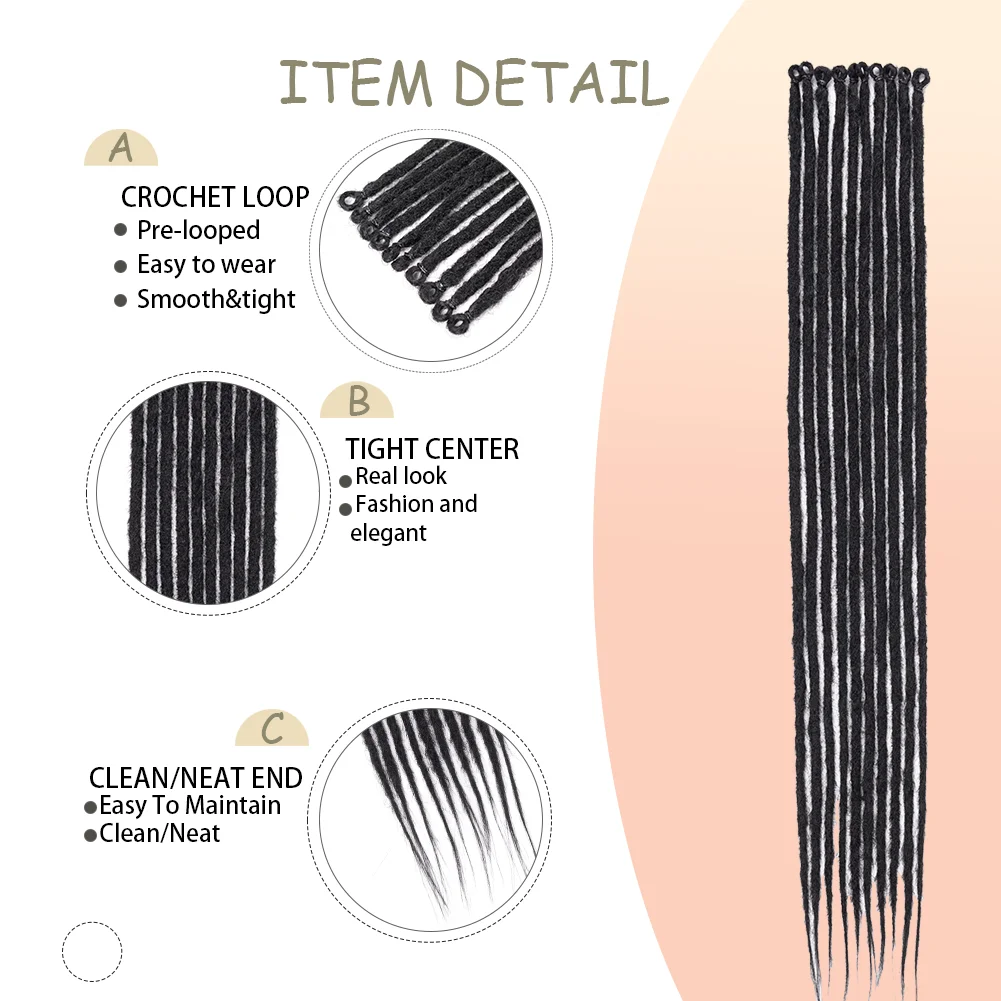 Dreadlock Synthetic Hair Extensions 10 Root/pack Hippie Single Ended ...