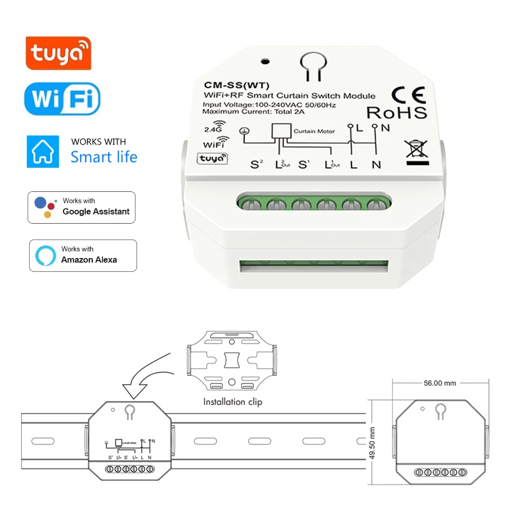 Tuya Smart Wifi Curtain Module Blind Switch Push Switch for Roller ...