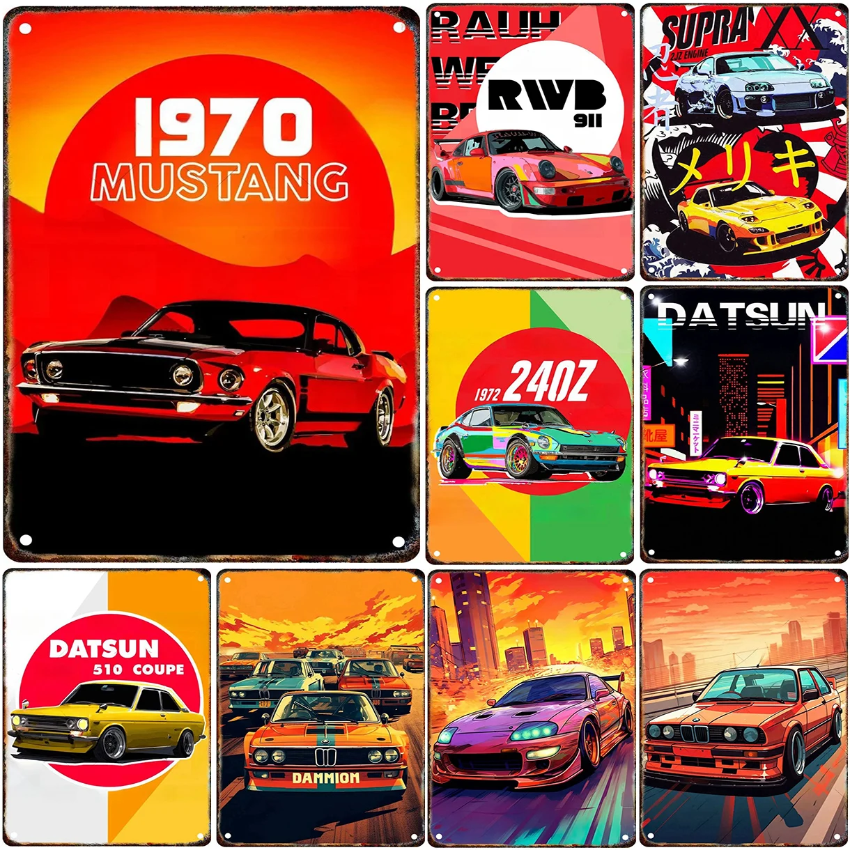 Vintage-Metal-Tin-Signs-Classic-Car-Wall-Posters-Plate-Wall-Decor-for ...