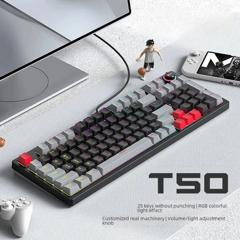 97-key Mechanical Keyboard T-wolf T50 Rgb Light Esports Game Customized ...