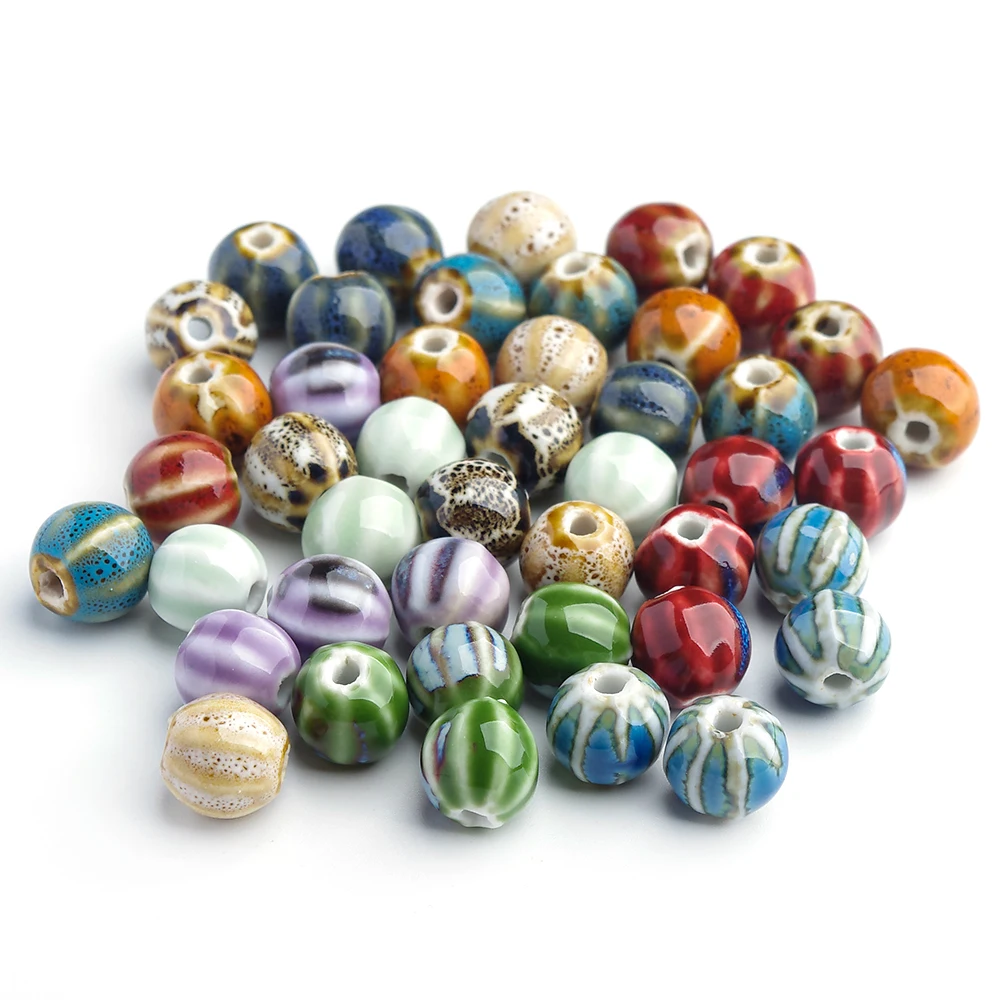 10-20pcs 11mm Ceramics Beads Pumpkin Loose Beads Colorful Glaze Beads ...