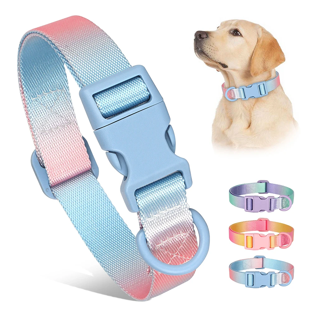 Colorful-Print-Nylon-Dog-Collar-Macaron-Adjustable-Pet-Collars-For ...