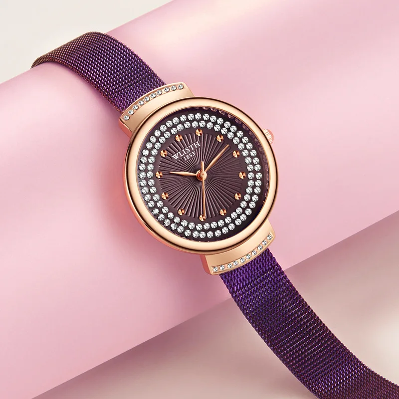 Luxury Women Watches Rose Gold Simple Mesh Belt Band Watch Women's ...
