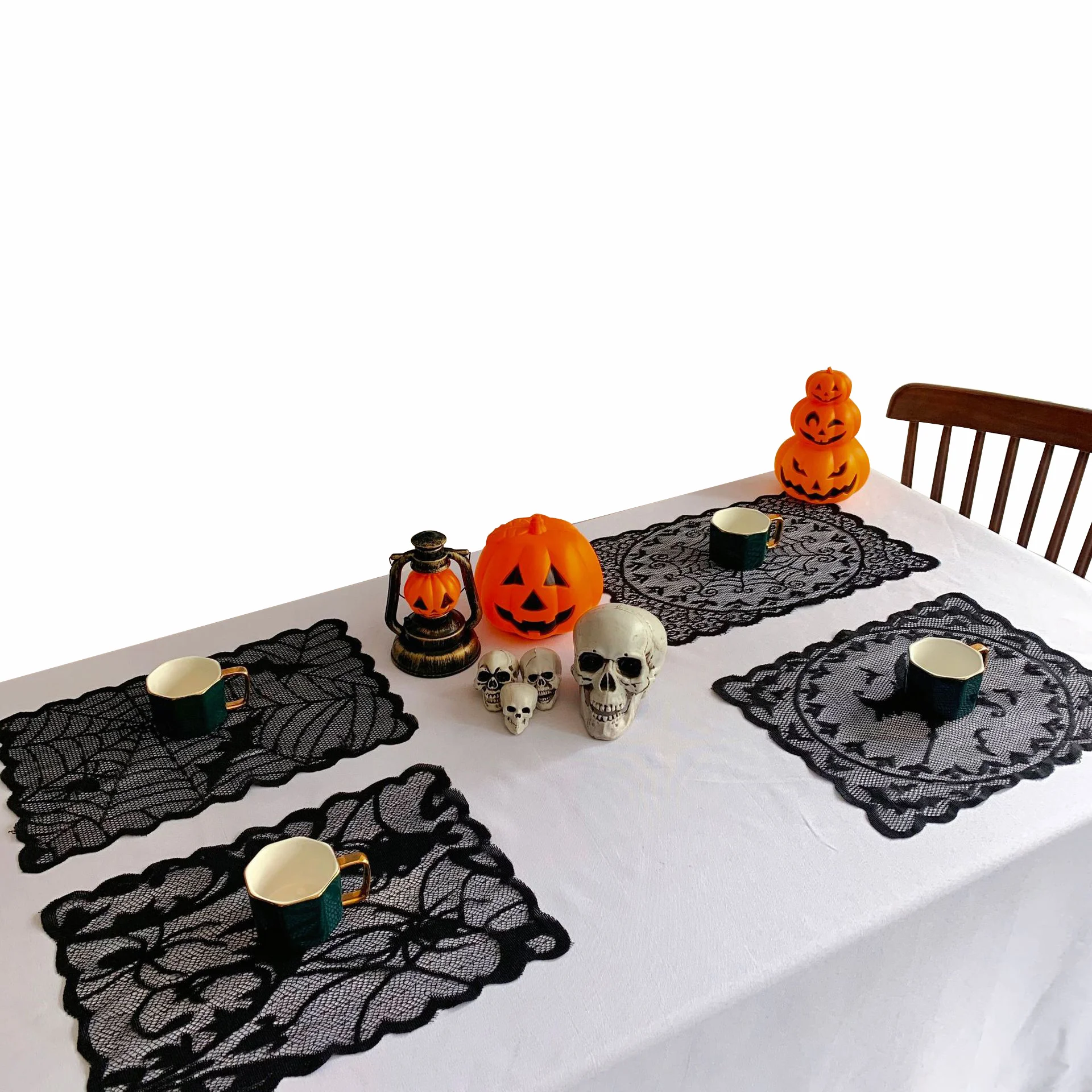 4pcs-Halloween-Decorations-Table-Placemats-Spider-Web-Table-Mat-Black ...